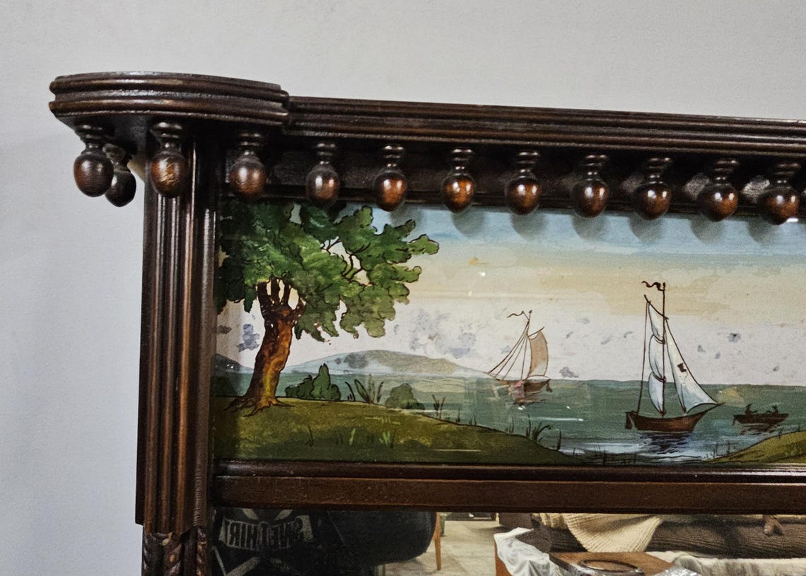 Federal Period Wall Mirror With Reverse Painted Top - Etsy