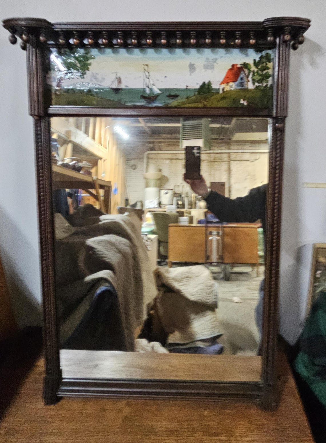 Federal Period Wall Mirror With Reverse Painted Top - Etsy