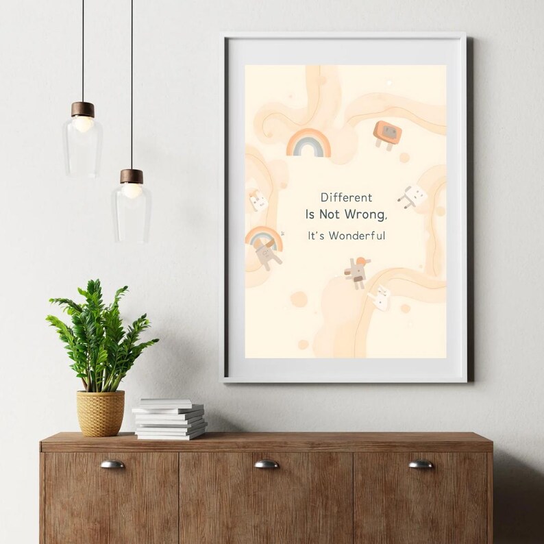 Neurodiversity Kids Wall Art Printable, Different is Not Wrong Quote ...