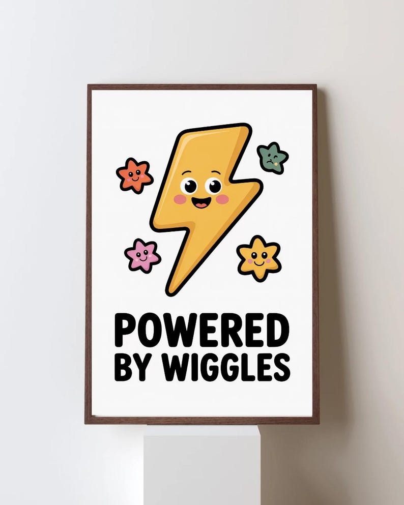 Powered by Wiggles ADHD Kids Poster, Funny Neurodivergent Classroom ...