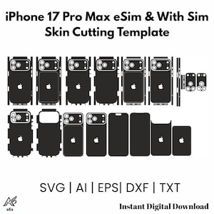 IPhone 17 Pro Max Case Template Svg Dxf AI Cdr - SIM / Esim Cut Files ...