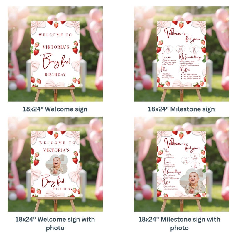 Berry First Birthday Bundle Template, Strawberry 1st Birthday Girl ...