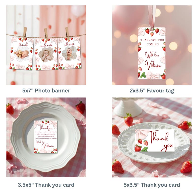 Berry First Birthday Bundle Template, Strawberry 1st Birthday Girl ...