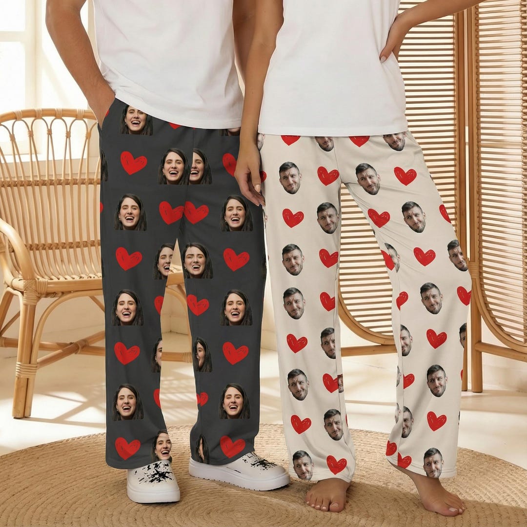 Custom Photo Pajama Pants With Faces, Personalized Family Pajama ...
