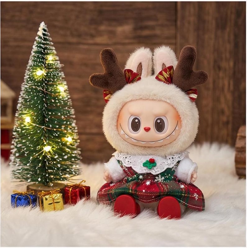 Christmas Labubu Plush Outfit Inspired by Labubu for 15–17 Cm Dolls ...
