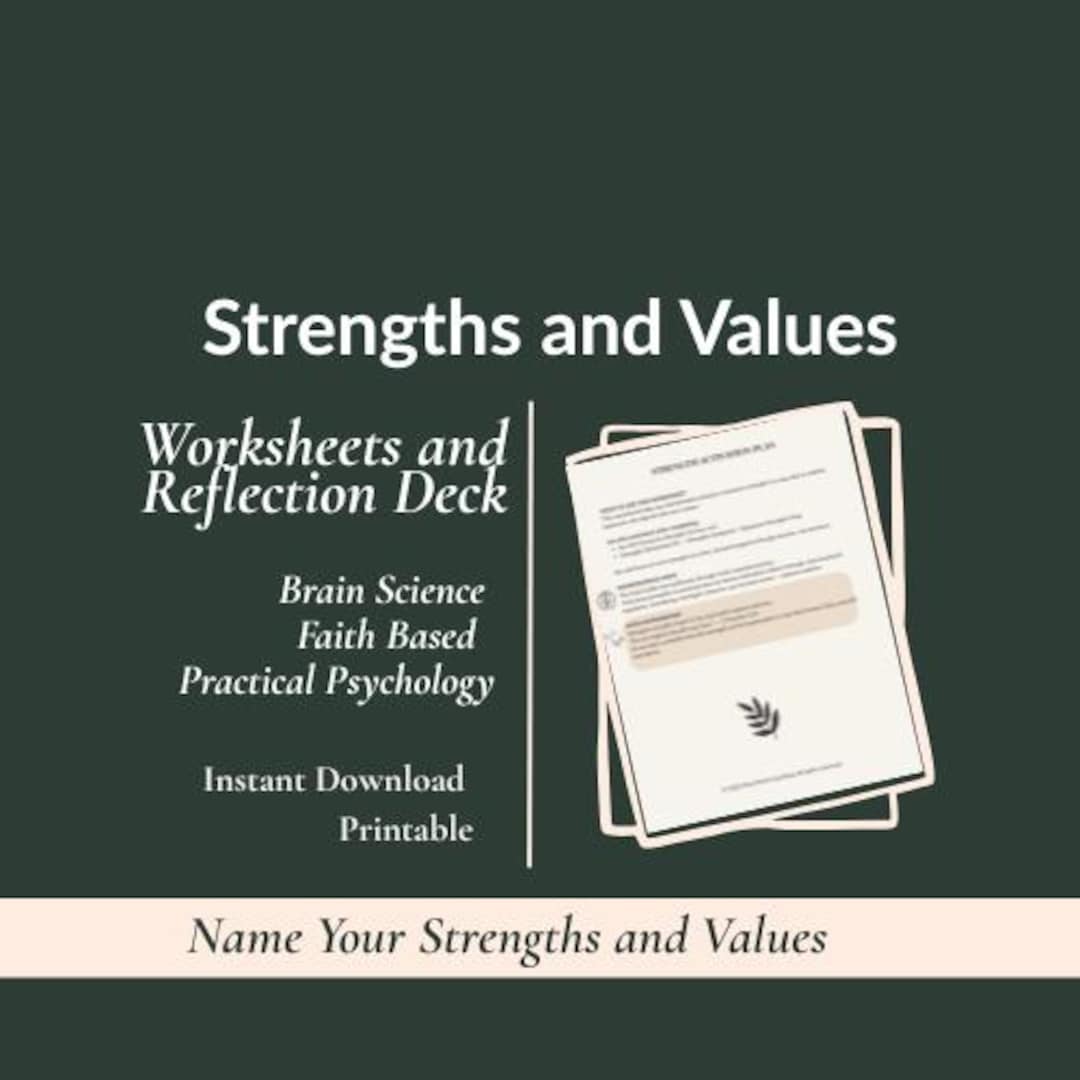 Strengths and Values Worksheet + Card Deck Bundle | Printable Self ...