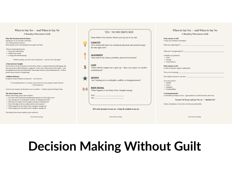 Christian Boundary Discernment Worksheet | Decision-making Guide ...