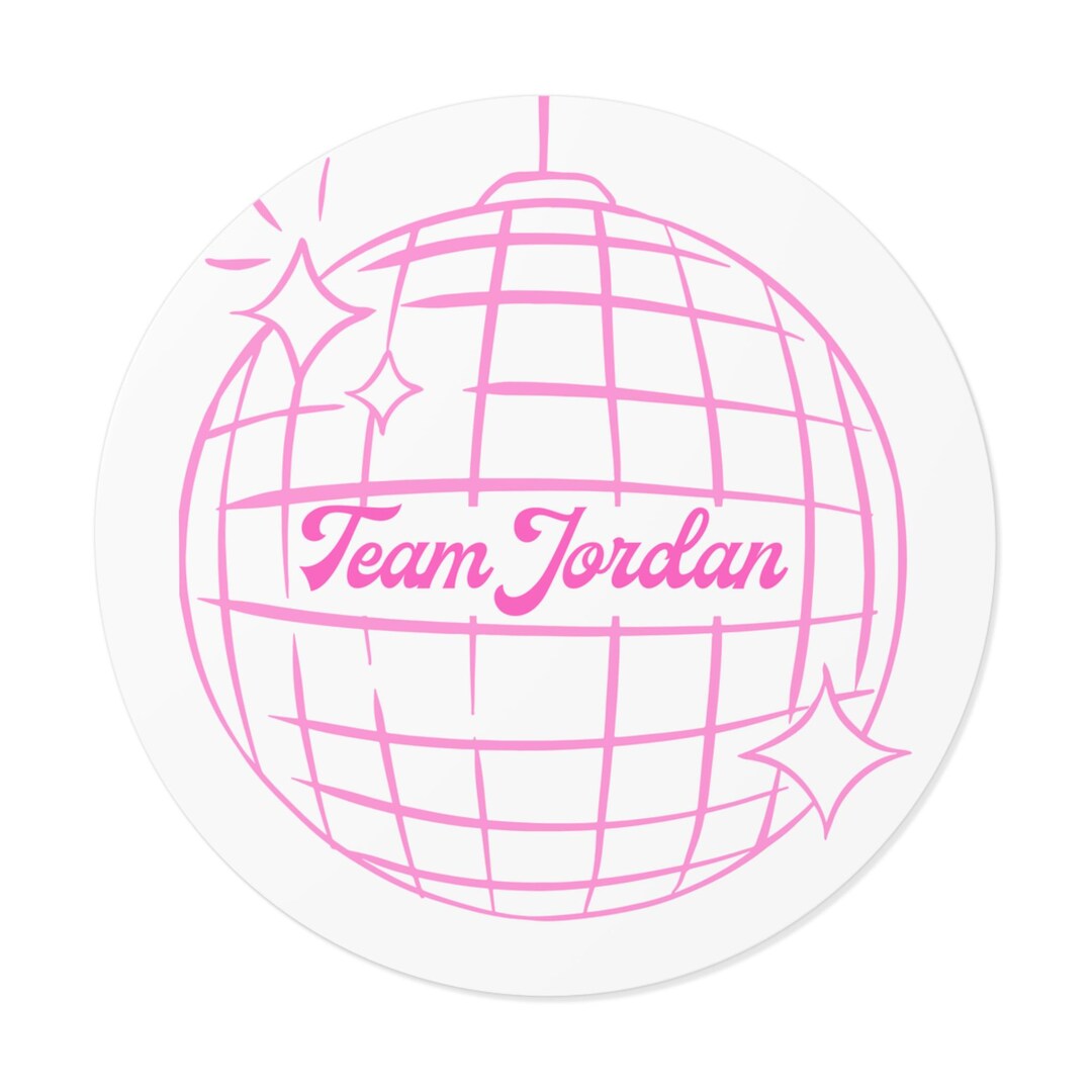 Team Jordan Disco Ball Sticker | Round Vinyl Sticker, Pink Retro ...