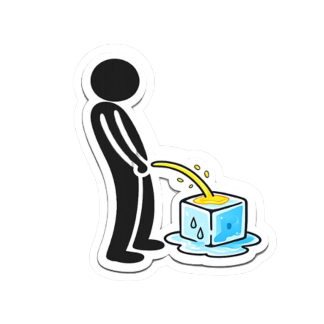 Peeing Stick Figure With Melting Ice Cube Kiss-cut Sticker | Funny ...