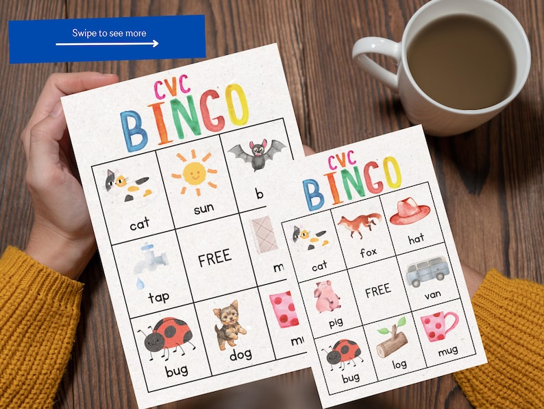 Colorful CVC Bingo Cards | Phonics Reading Game for Kids | Printable ...