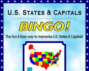 U.S. State Capitals Bingo Game 60 Cards Classroom Teaching - Etsy