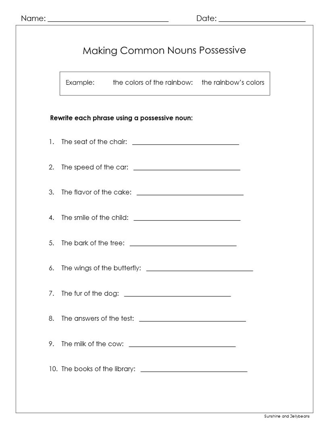 Possessive Nouns - Proper and Common Nouns - 4 Worksheets - Grades 1-2 ...