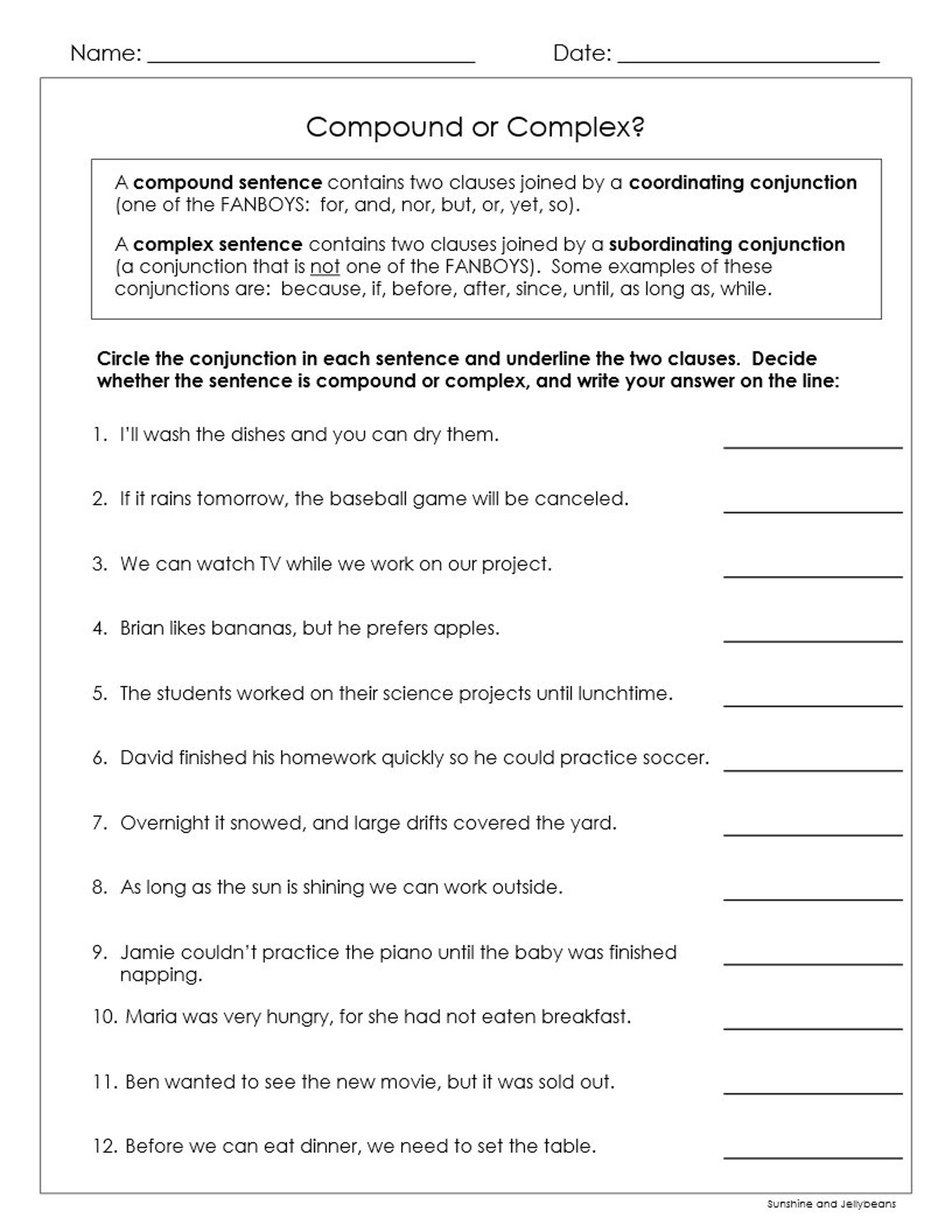 Coordinating Subordinating Conjunctions, FANBOYS - Parts of Speech ...