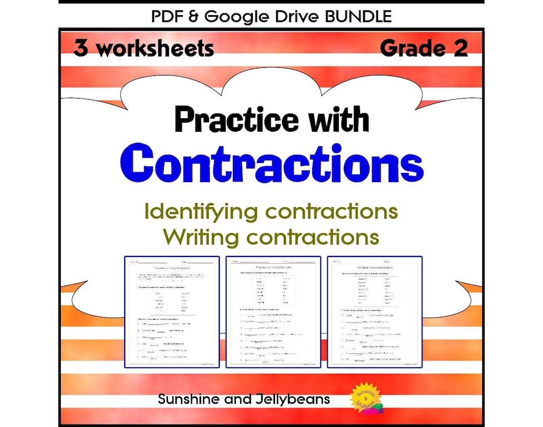 Practice With Contractions Grade 2 - Parts of Speech, Grammar, Writing ...