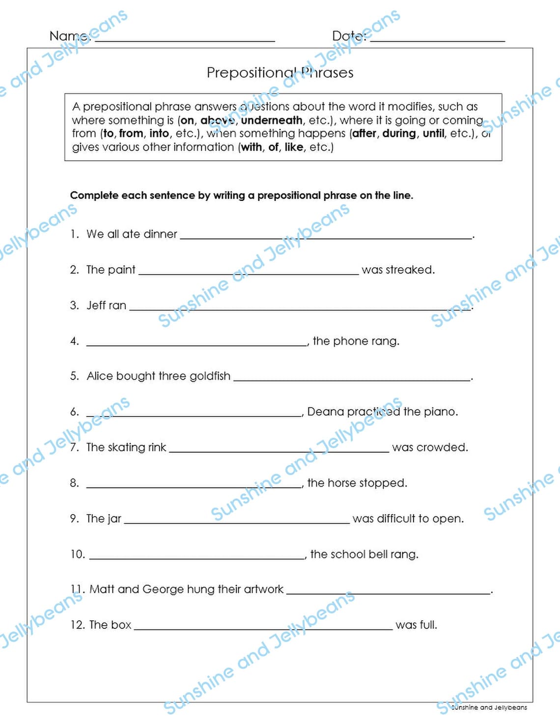 Prepositions and Prepositional Phrases Grades 4-6 - Parts of Speech ...