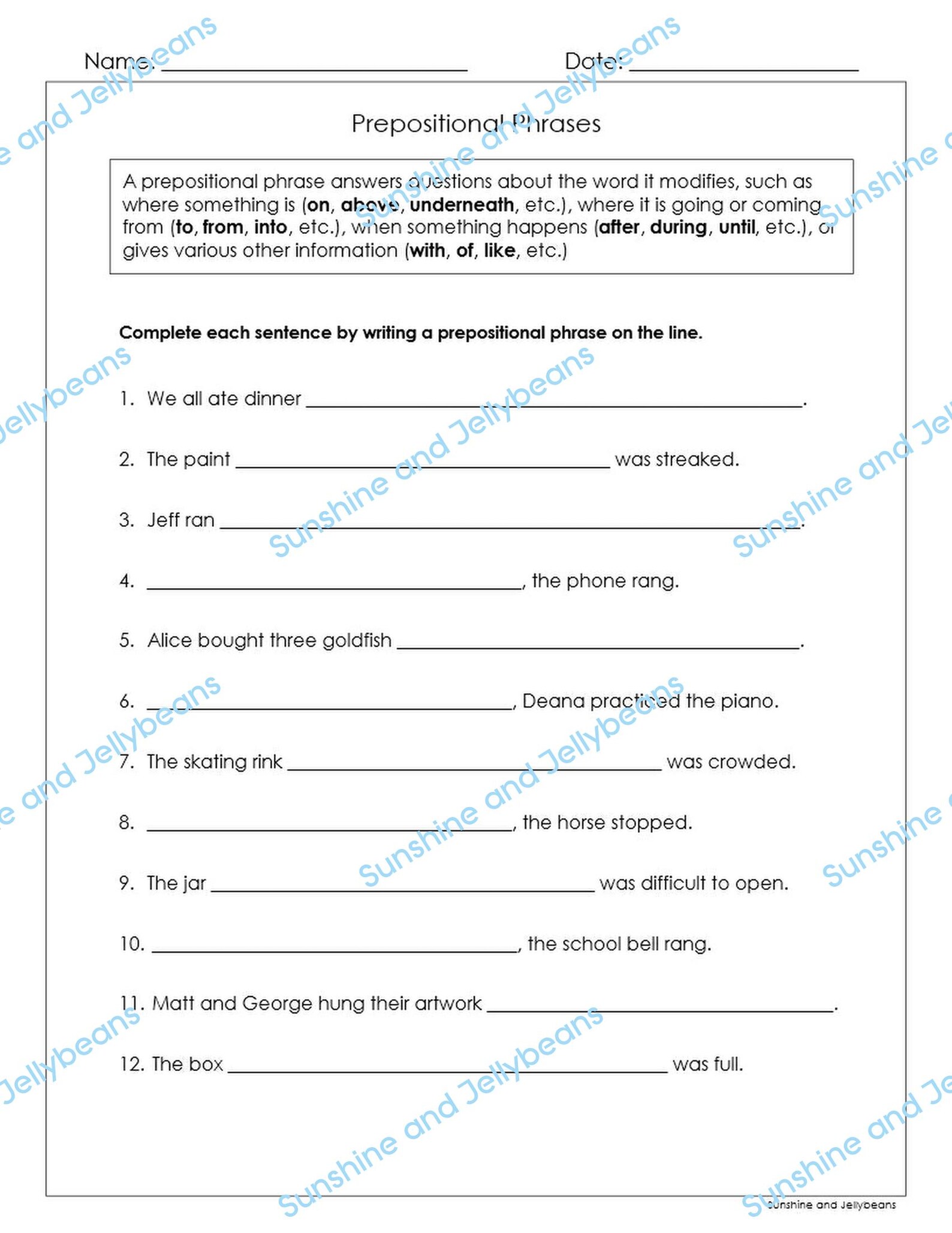 Prepositions and Prepositional Phrases Grades 4-6 - Parts of Speech ...