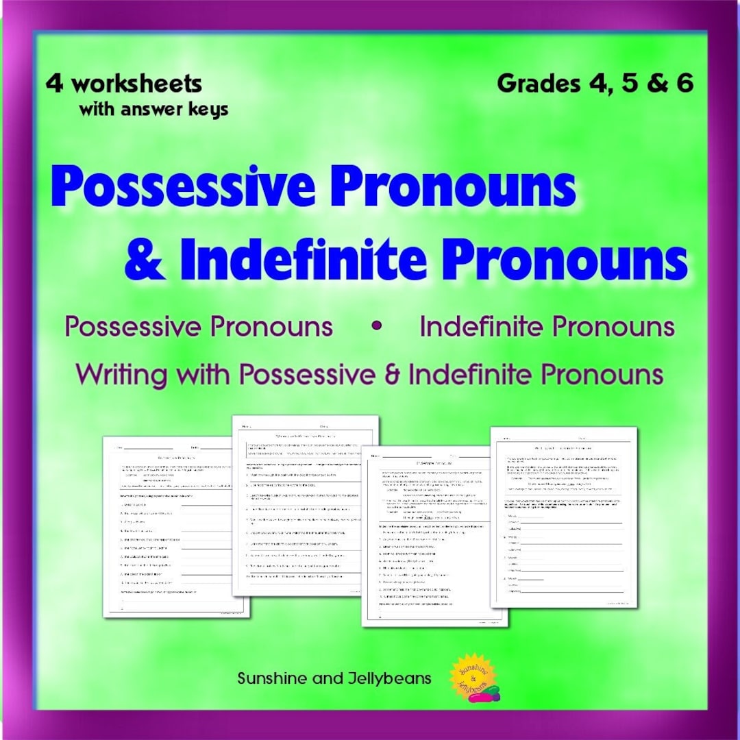 Possessive and Indefinite Pronouns 4 Worksheets Grades - Etsy