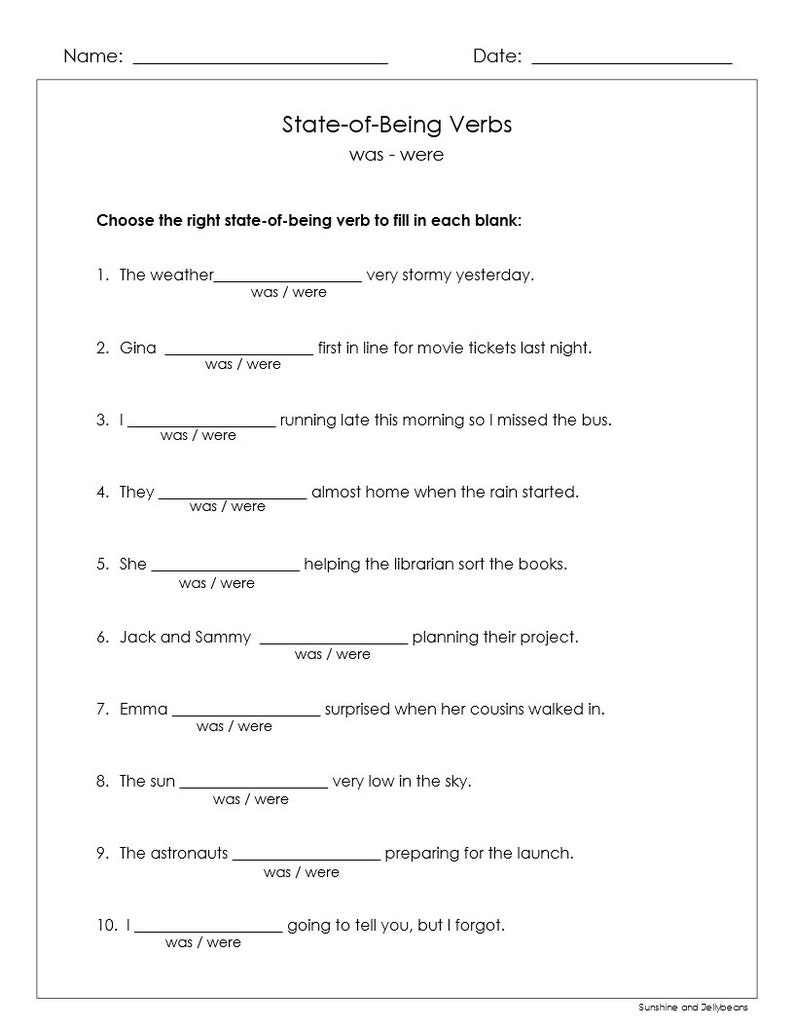 State-of-being Verbs - Am - is - Are - Was - Were - Grades 1-2 ...