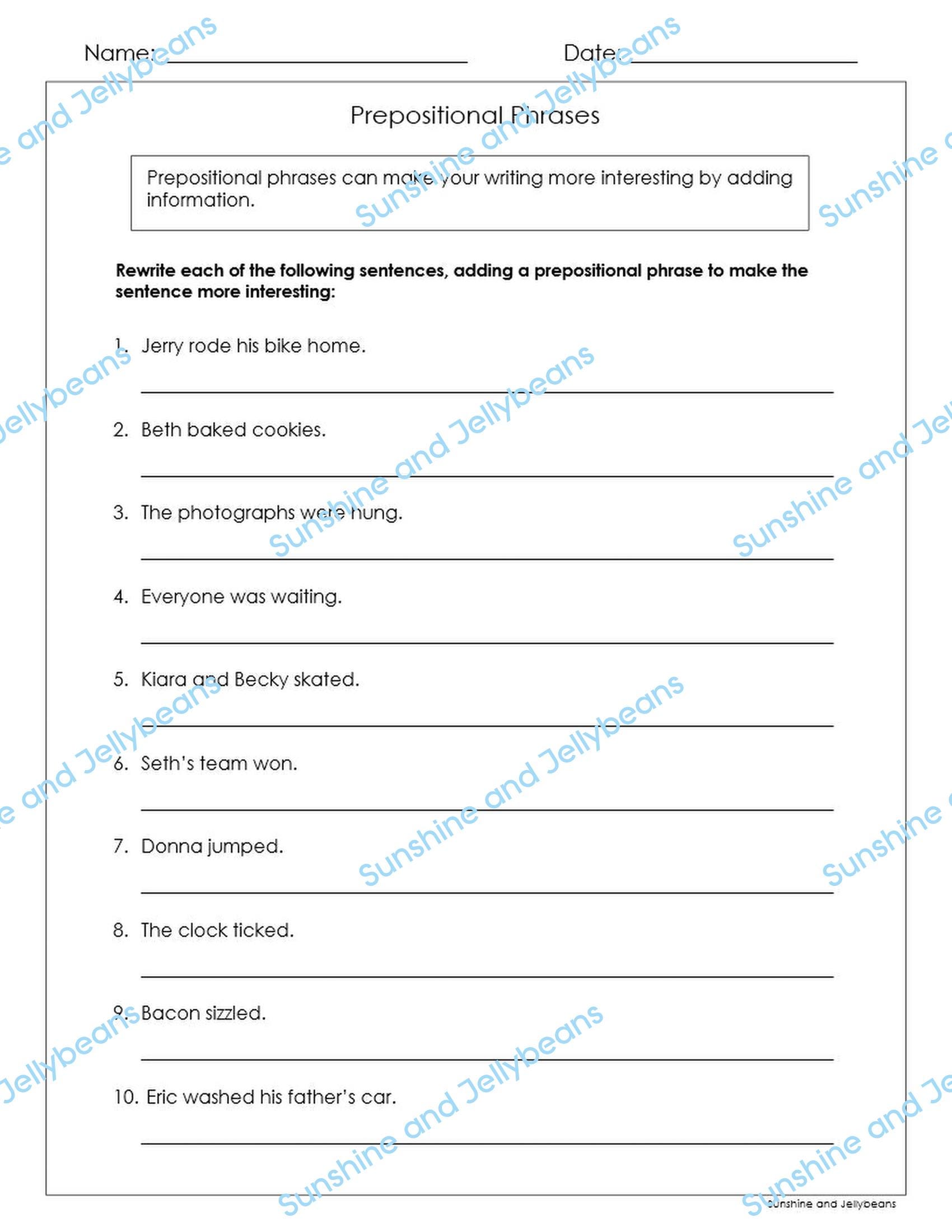 Prepositions, Prepositional Phrases - Parts of Speech, Writing Skills ...