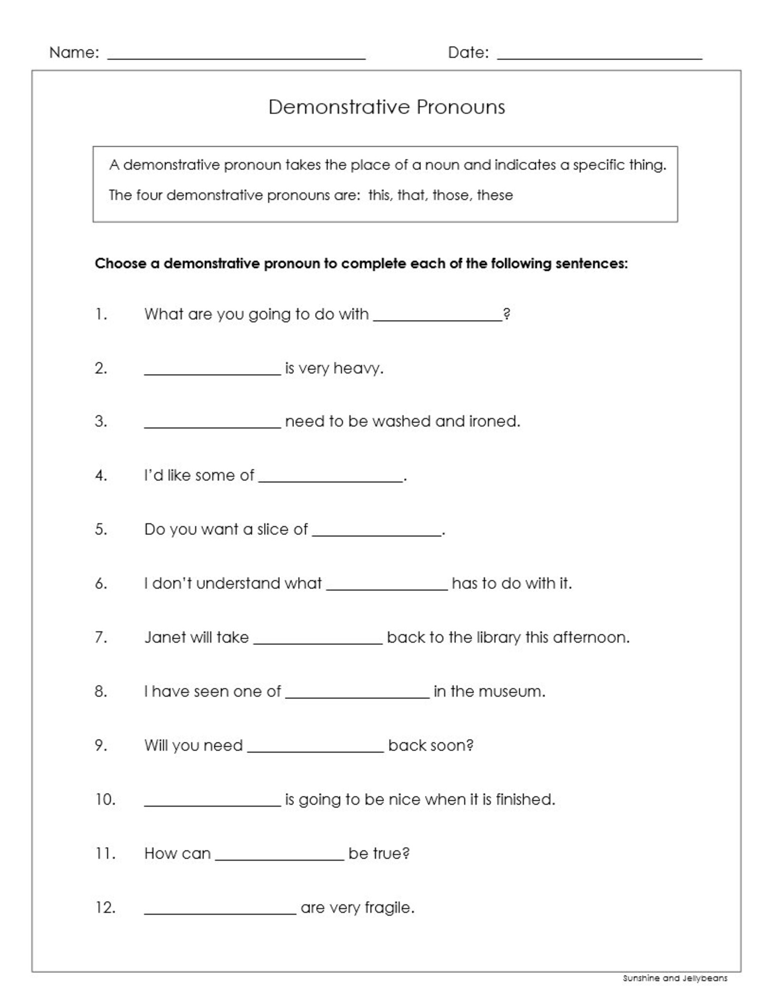 Demonstrative and Interrogative Pronouns - Grades 4-5-6 - Practice and ...
