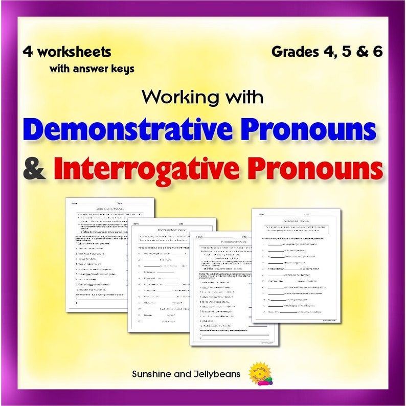 Demonstrative and Interrogative Pronouns Grades 4-5-6 - Etsy