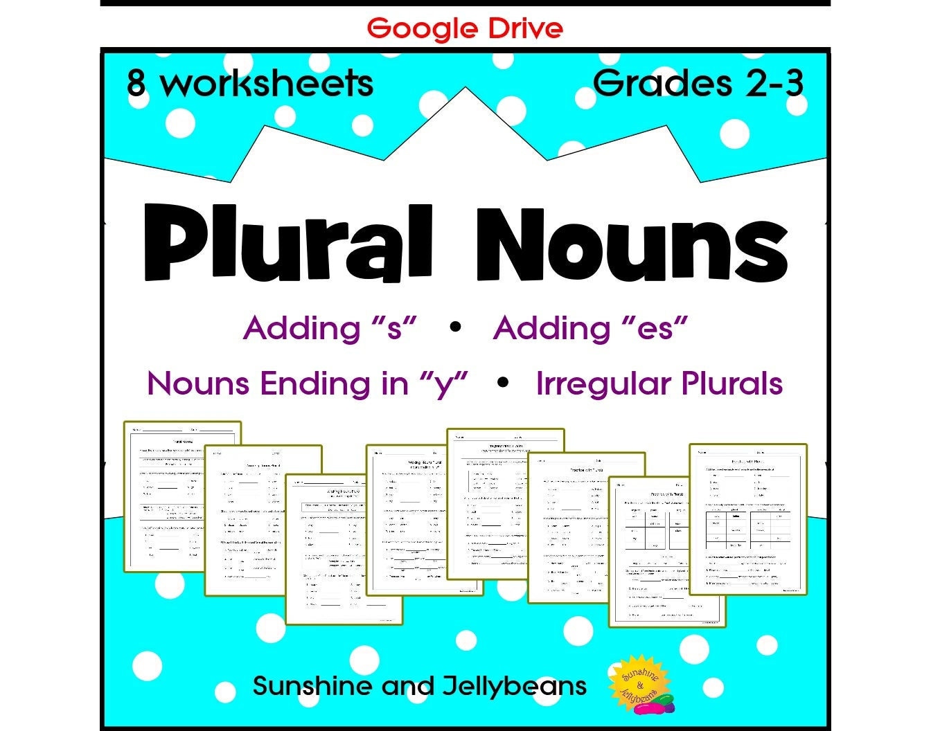 Plural Nouns Regular and Irregular 8 Worksheets Grades 2-3 CCSS Google ...