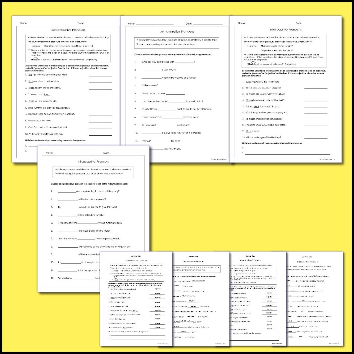 Demonstrative and Interrogative Pronouns - Grades 4-5-6 - Practice and ...