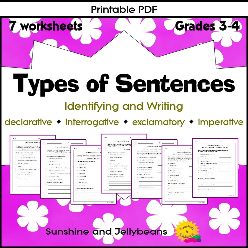 Grade 3 Sentence BUNDLE Types of Sentences / Conjunctions / Fragments ...