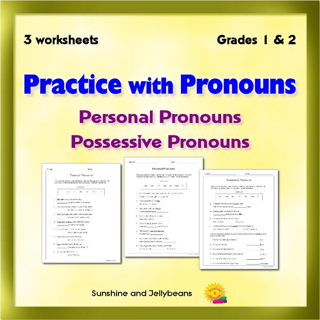 Practice With Pronouns Personal & Possessive 3 Worksheets - Etsy