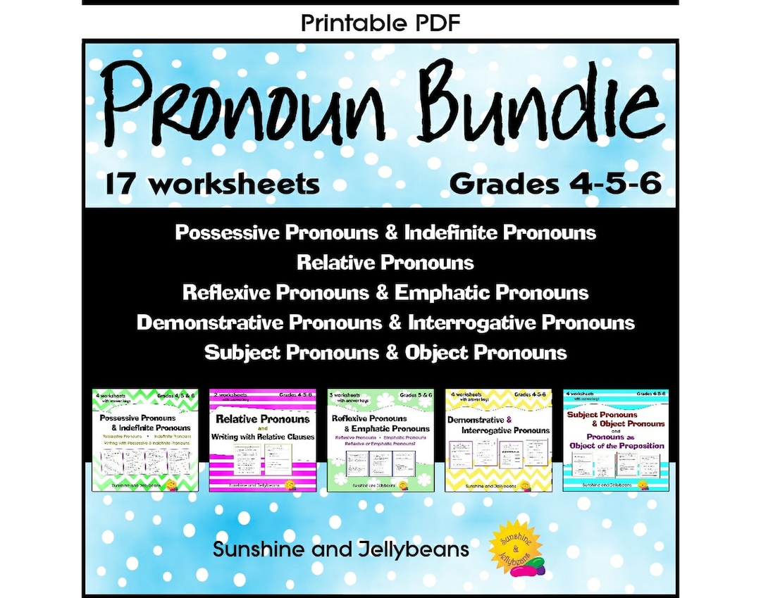 Pronouns BUNDLE Grades 4-5-6 - Subject Object Relative Possessive ...