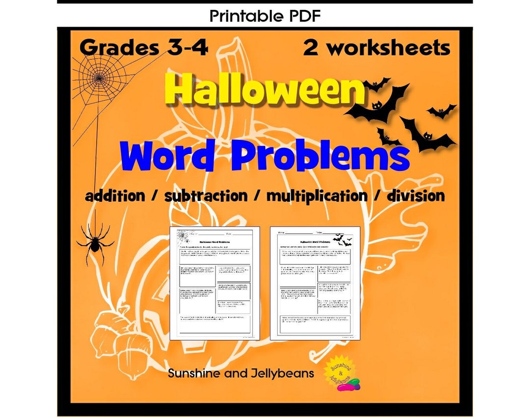 Halloween Word Problems - Grades 3-4 - Holiday-theme Math - 2 Fun ...
