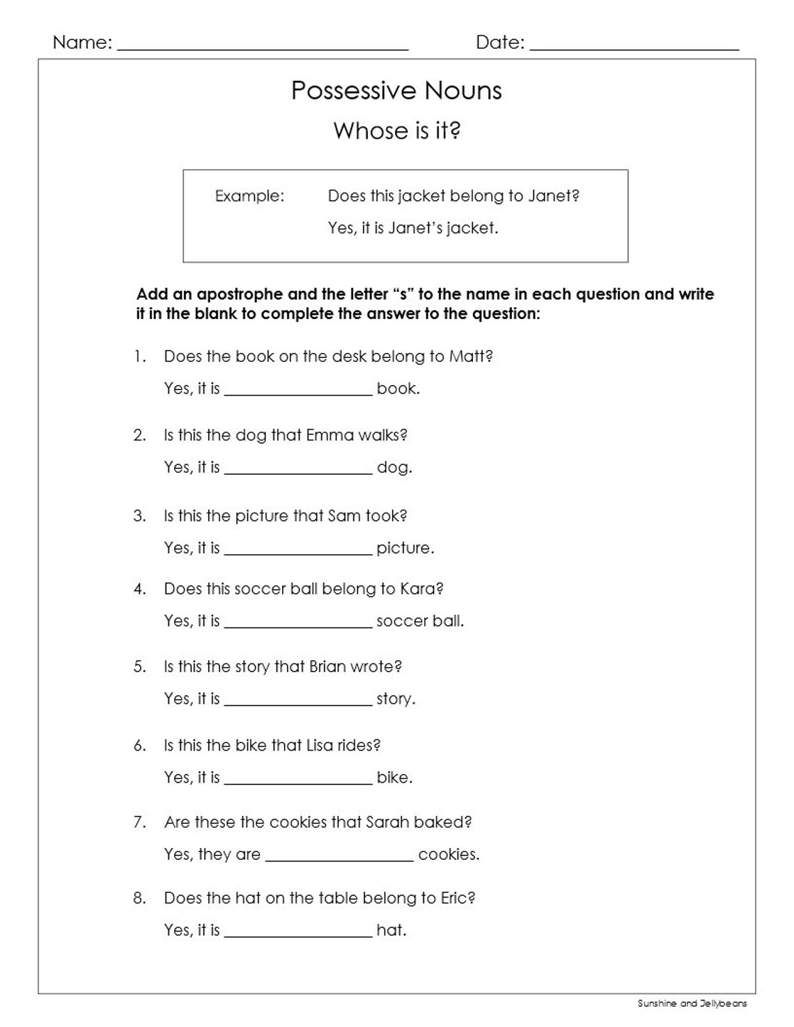 Possessive Nouns - Proper and Common Nouns - 4 Worksheets - Grades 1-2 ...