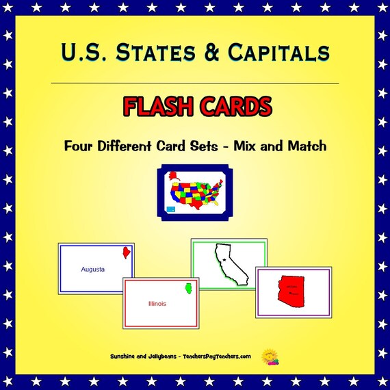 U.S. States and Capitals Flash Cards Fun and Easy | Etsy