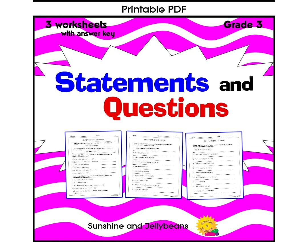 Statements and Questions - 3 Worksheets - Grade 3 - With Explanation ...