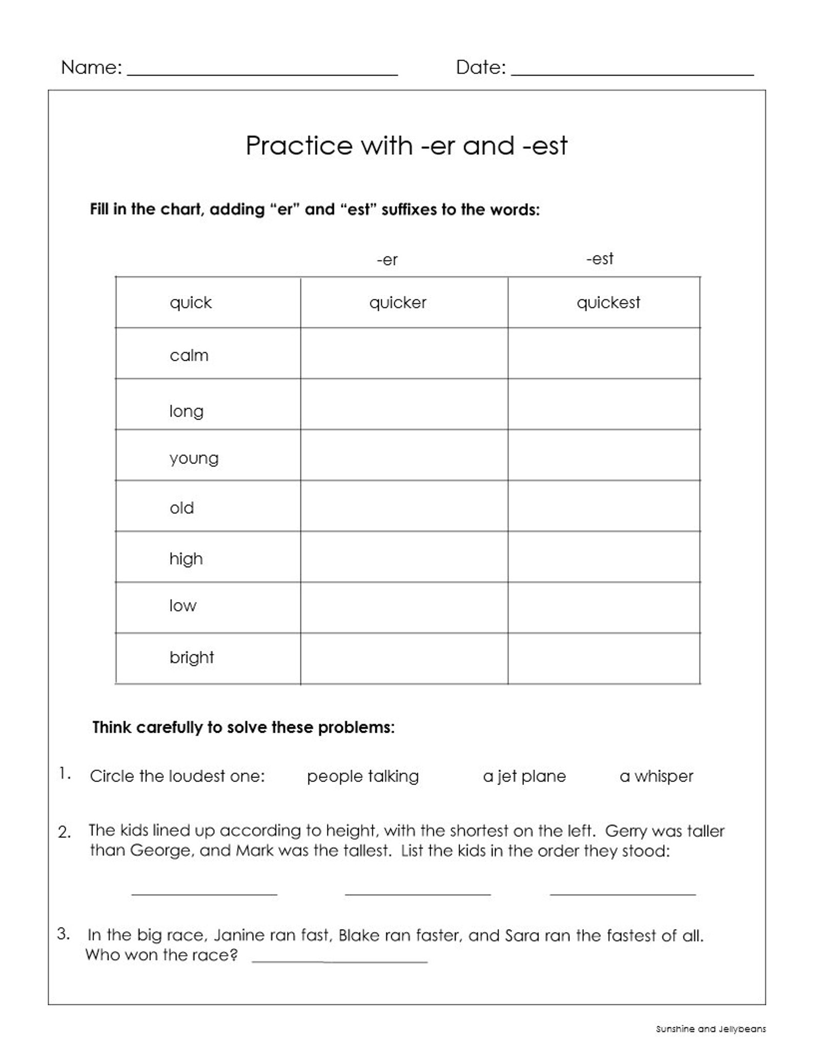 Big-bigger-biggest -er -est Suffixes - Comparative and Superlative ...