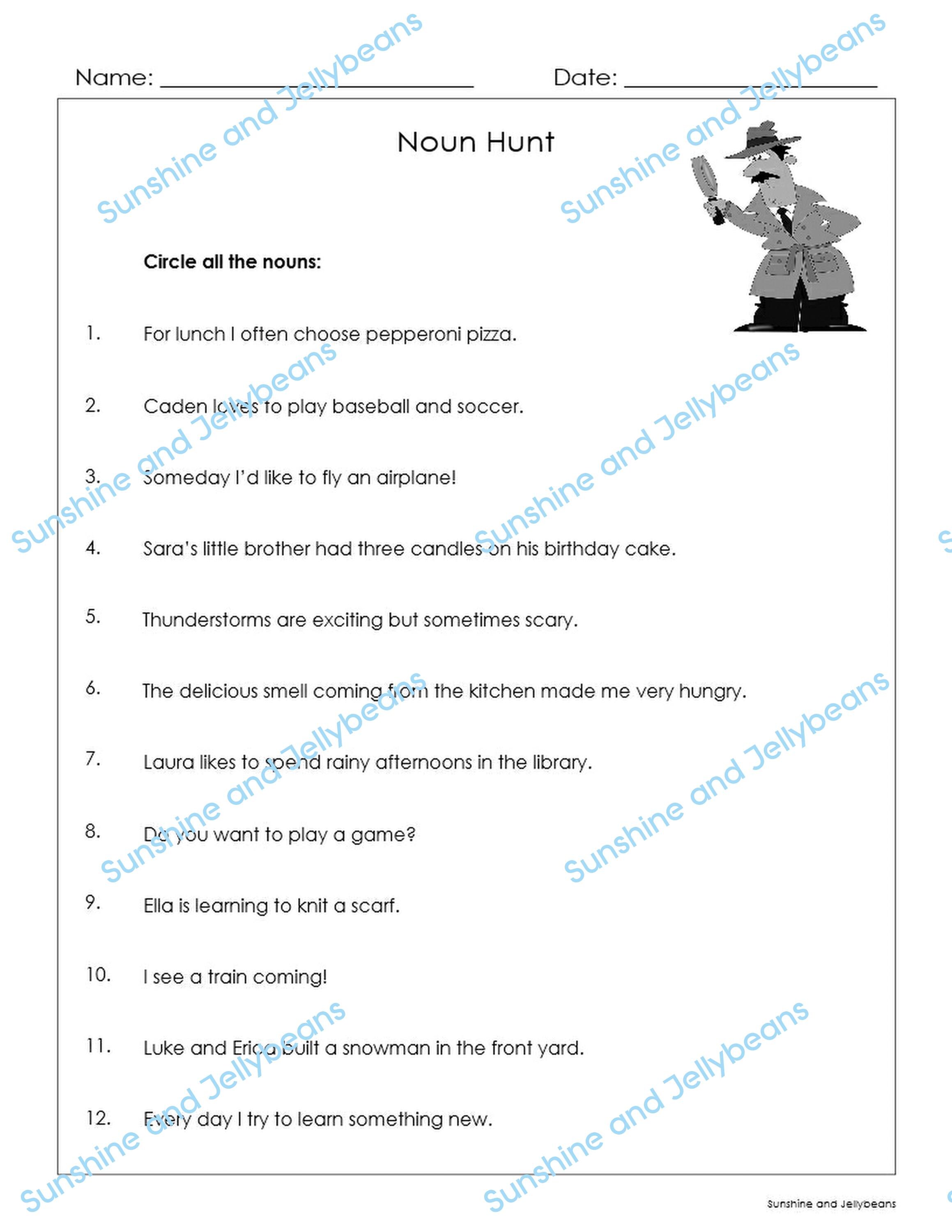 Nouns, Adjectives, Verbs - 3 Worksheets - Grades 3-4 - Great Practice ...