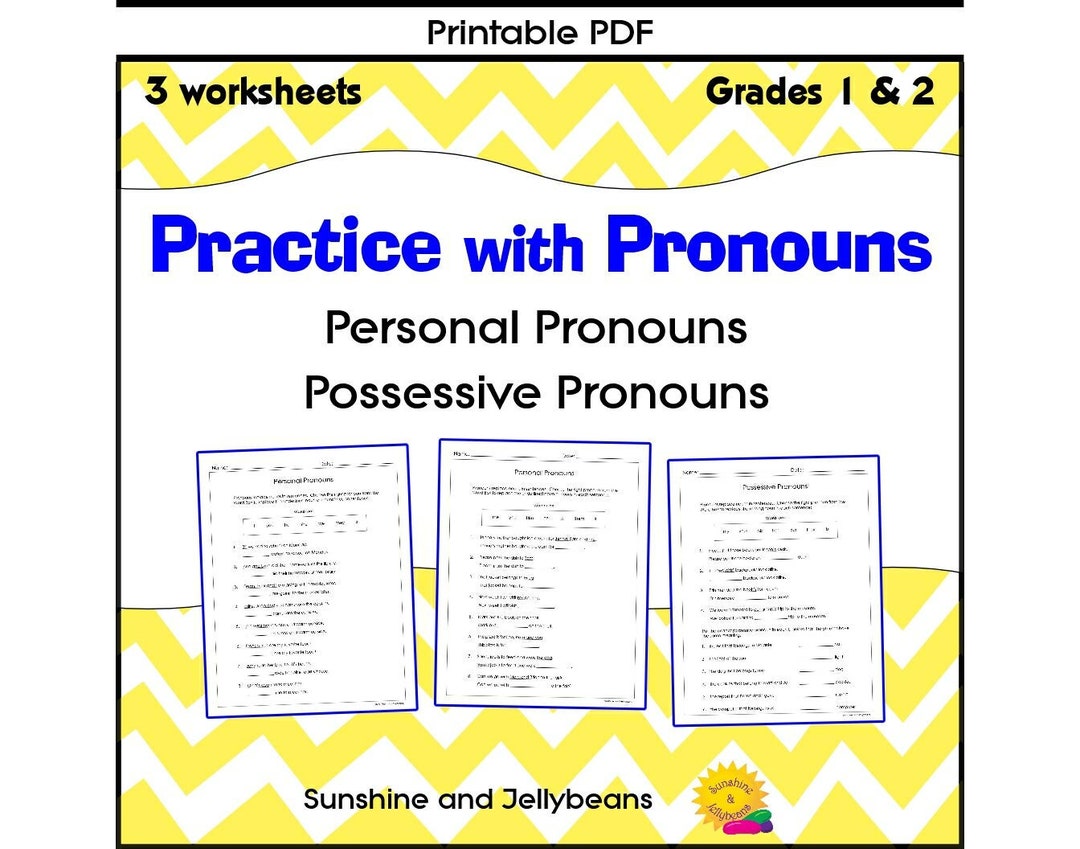 Practice With Pronouns - Personal & Possessive 3 Worksheets - Grades 1 ...
