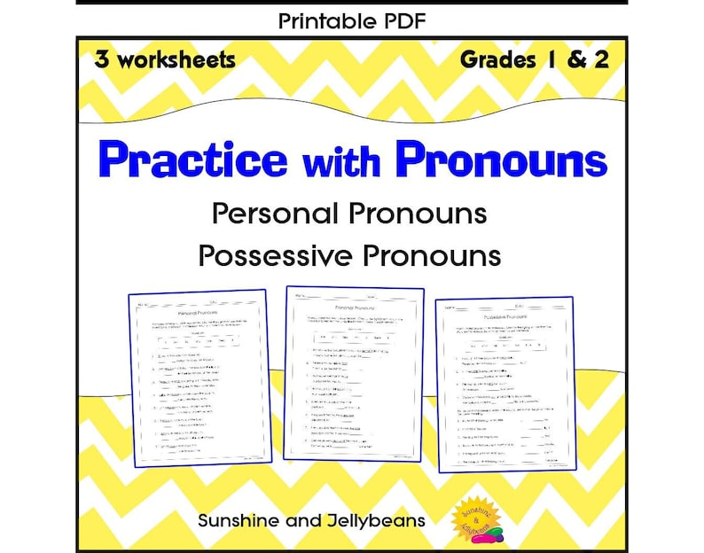 Practice With Pronouns - Personal & Possessive 3 Worksheets - Grades 1 ...
