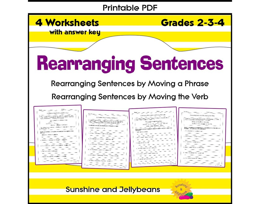 Rearranging Sentences by Moving a Phrase or Verb - Grades 2-3-4 - CCSS ...