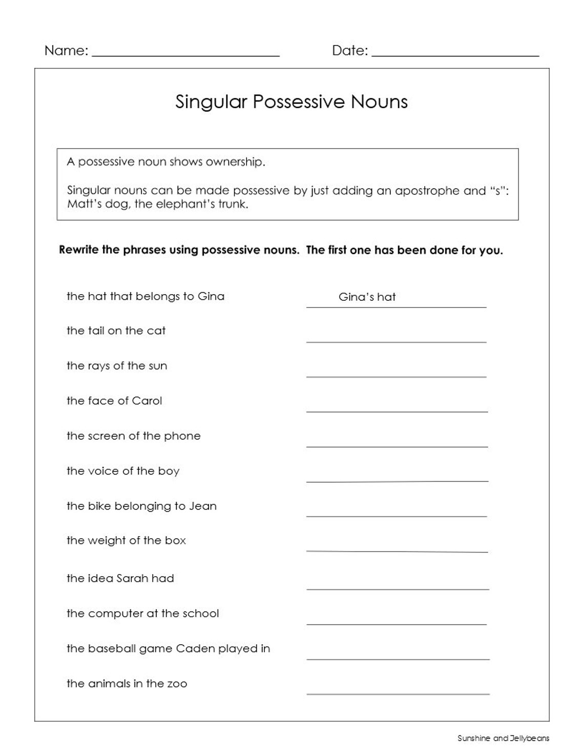 Possessive Nouns - Singular Plural Irregular - Grammar Writing No-prep ...