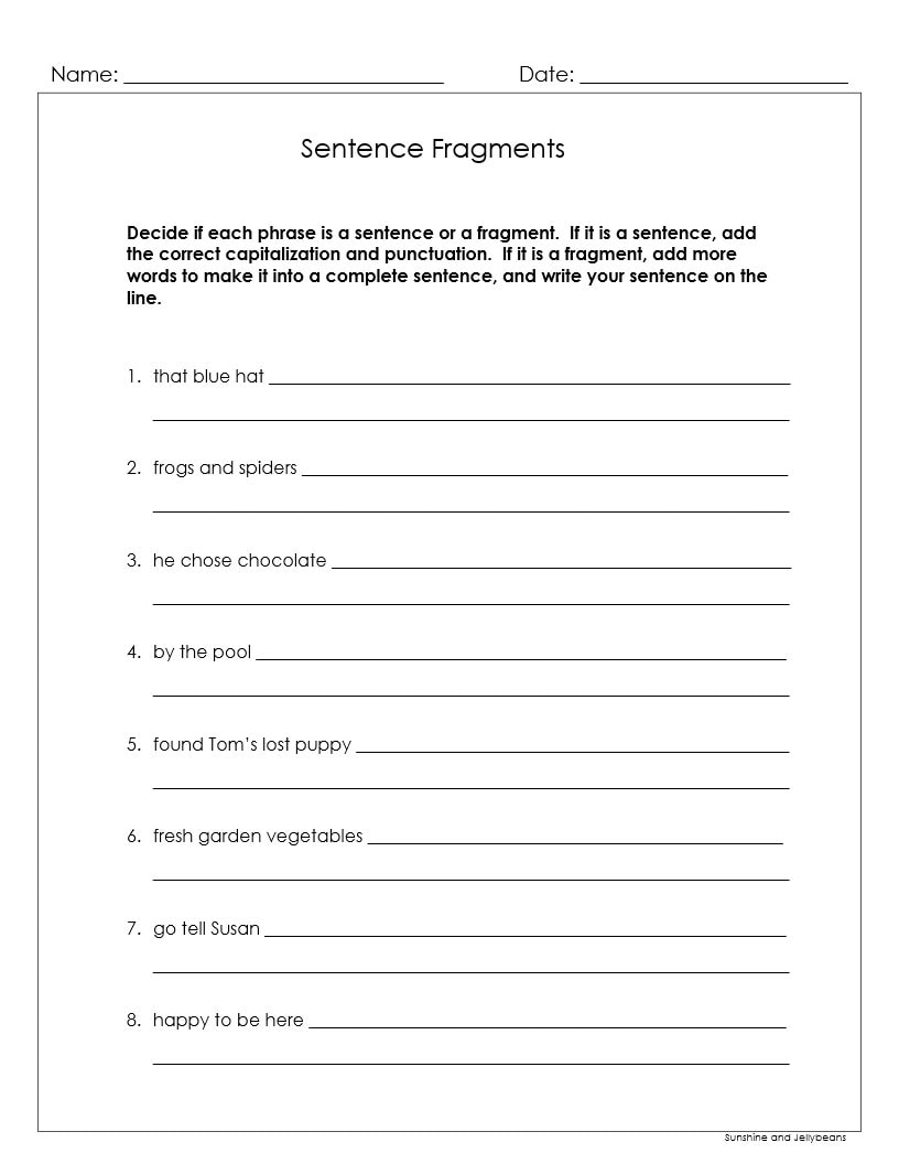 Sentences, Sentence Fragments and Run-ons - Writing Skills, Editing ...
