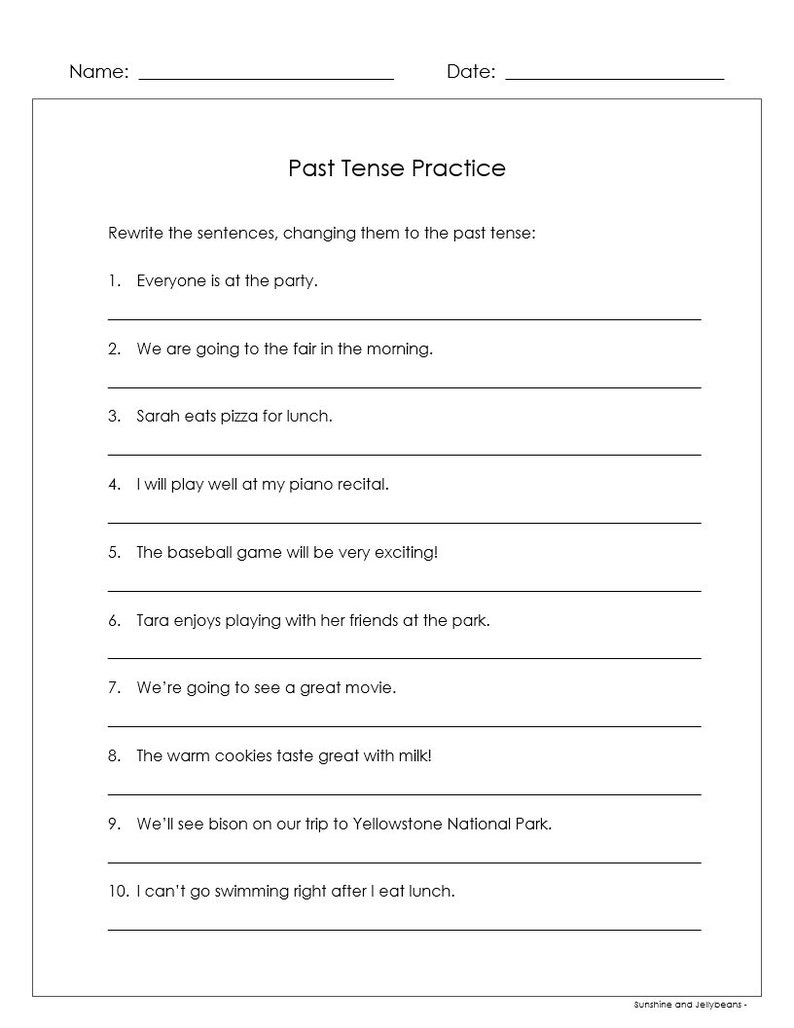 Verb Tenses Worksheets: Past, Present, Future Grades 2-3 (google Drive ...