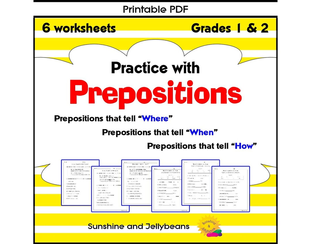 Practice With Prepositions - 6 Worksheets - Grades 1 - 2 - Where-when ...