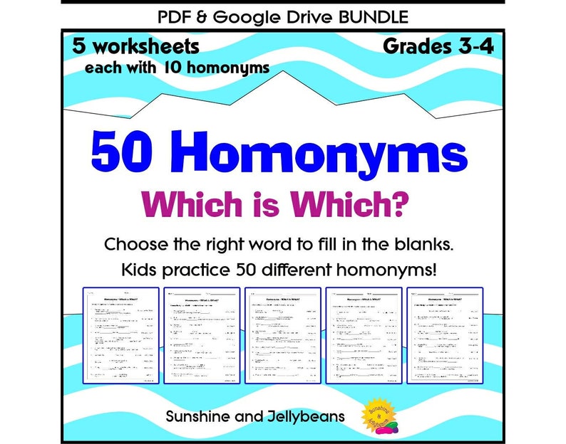 50 Homonyms - Homophones, Sound-alike Words - No-prep Vocabulary ...