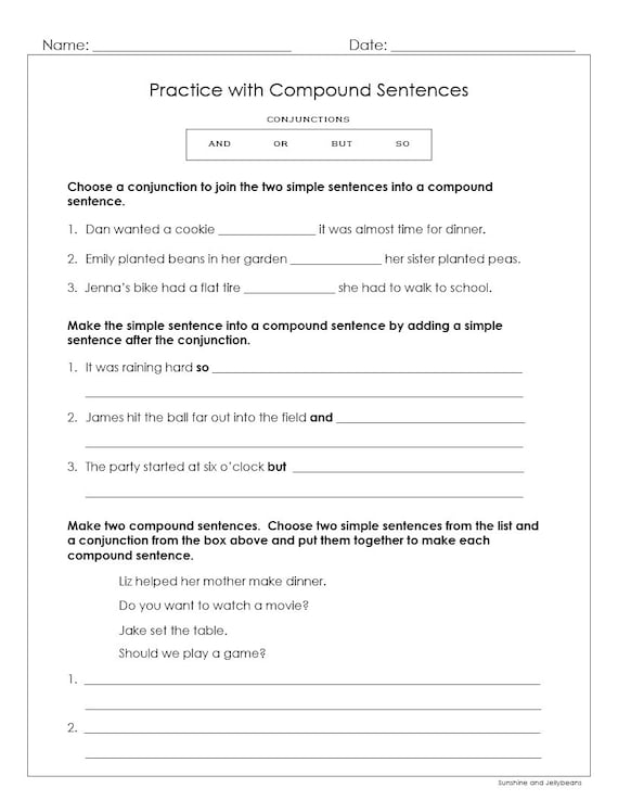 Combining Sentences Worksheet