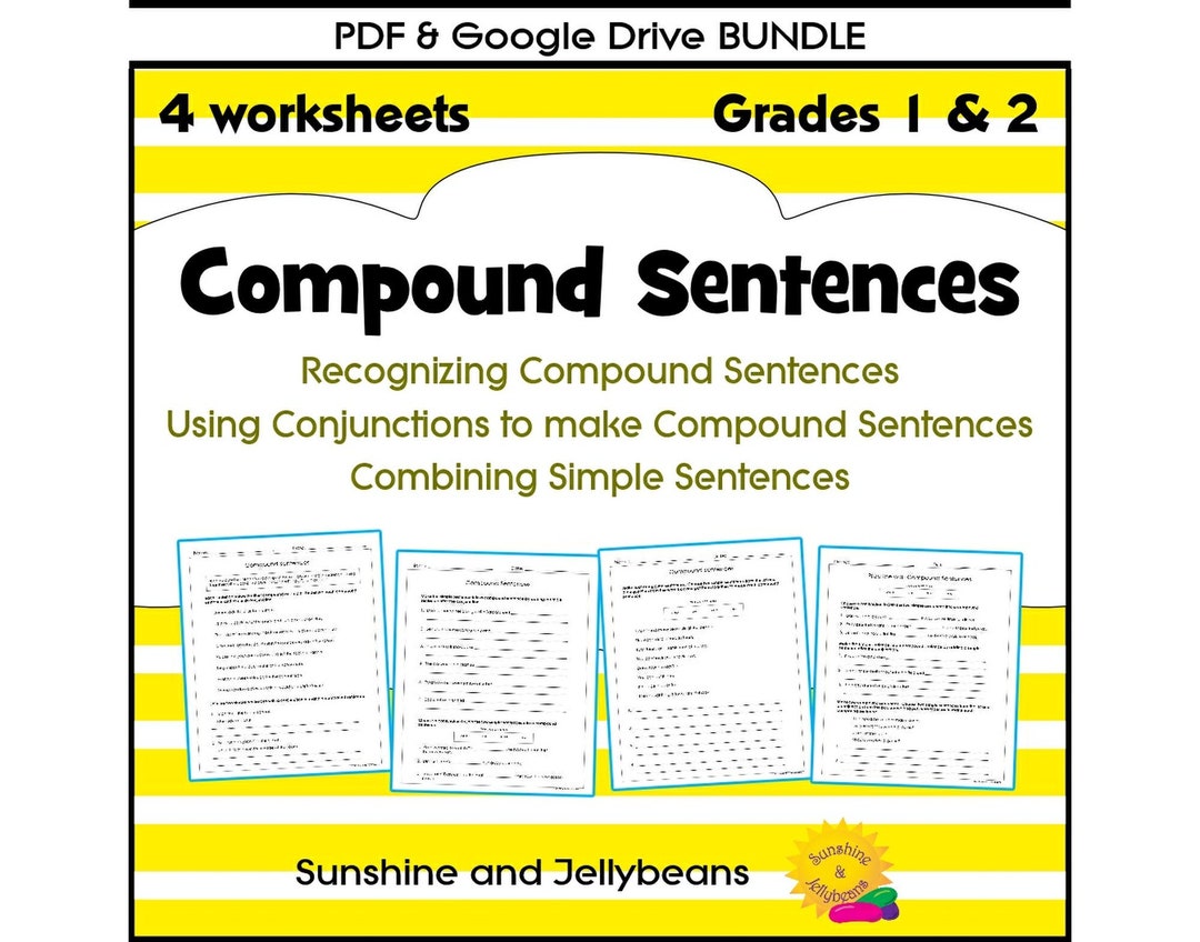 Compound Sentences and Conjunctions - Grades 1-2 - 4 Worksheets - CCSS ...
