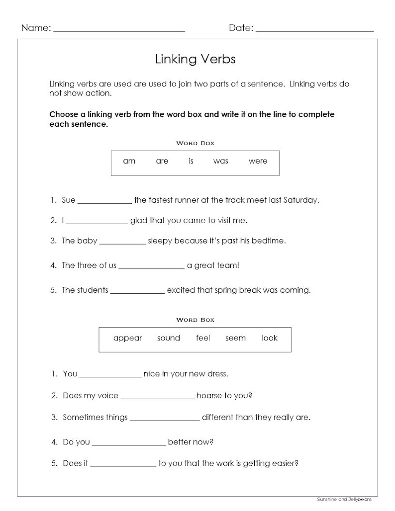 Linking Verbs and Helping Verbs - Parts of Speech, Writing Skills ...