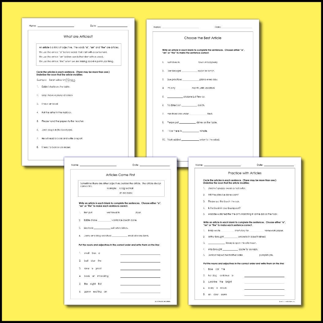 Articles Are Adjectives "a" "an" "the" - Grades 1, 2 - Parts of Speech ...