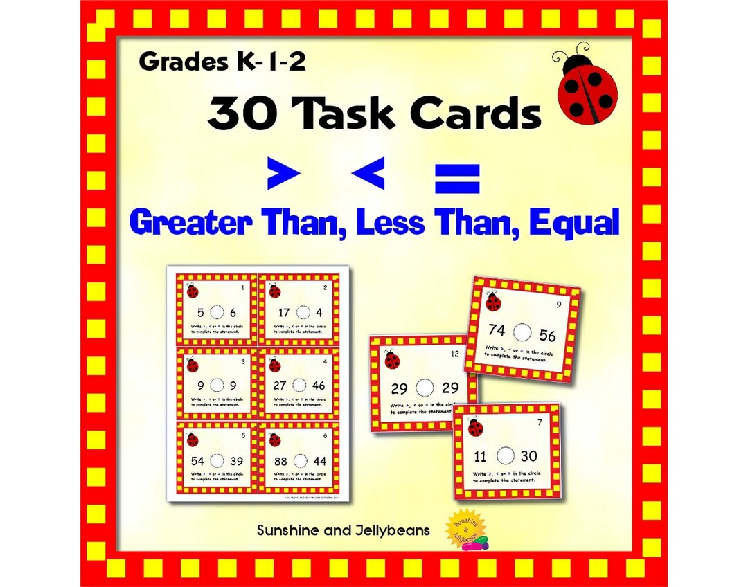 30 Task Cards - Greater Than, Less Than, Equal - Fun Math Practice ...