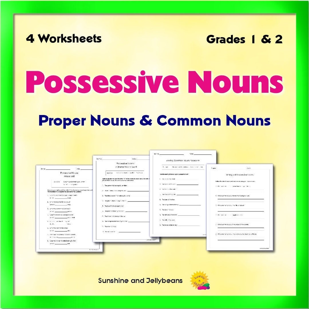 Possessive Nouns Proper and Common Nouns 4 Worksheets - Etsy